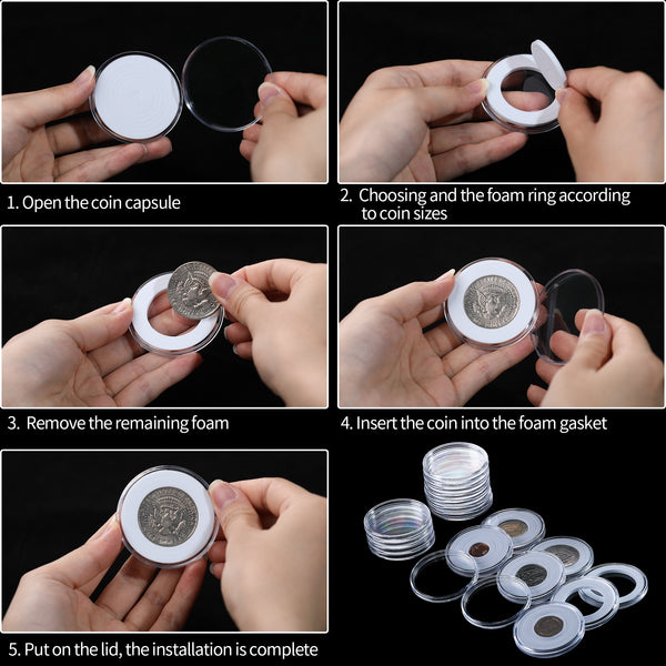 Coin Capsules with 6 Sizes Black Gasket (17/22/27/32/37MM) DC053720 ...